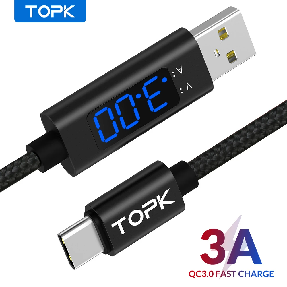 TOPK AC27 Micro USB Cable & USB Type C Cable 3A for Samsung Xiaomi Fast ...