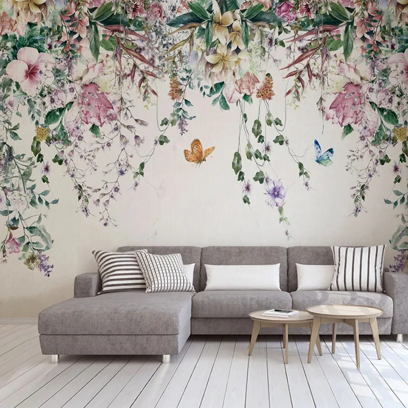 Custom 3D Wallpaper Modern Watercolor Vine Flower Photo Wall Murals ...