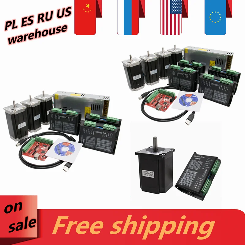 EU warehouse 3 axis 4 axis cnc motor kit：1.2/1.8/2.2/2.5/3Nm Nema23 ...