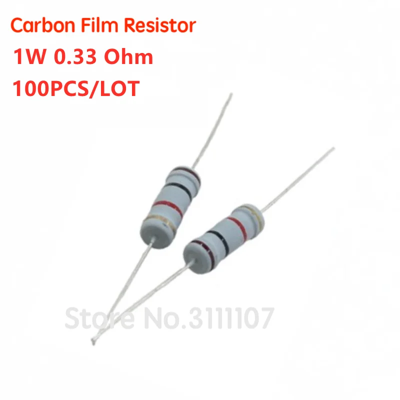 100pcs 1w 0.33 Ohm 5% Resistor 1w 0.33r 0r33 Ohm Carbon Film Resistor ...