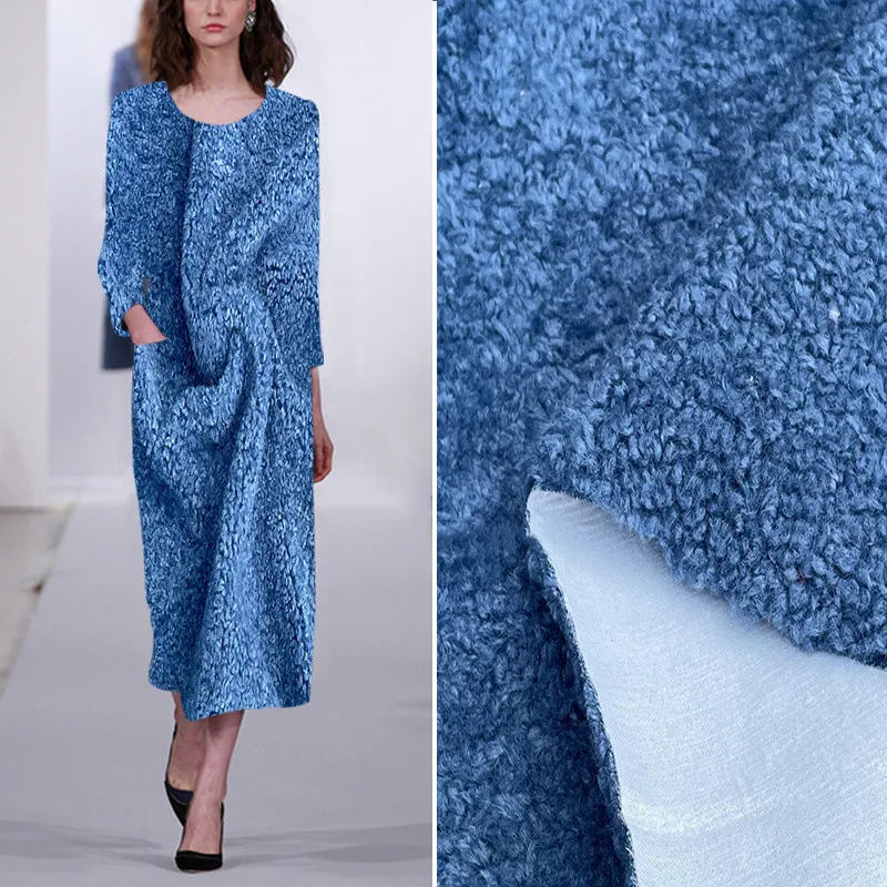 Abrigo grueso de lana de cordero, abrigo azul, falda cortavientos, ropa ...