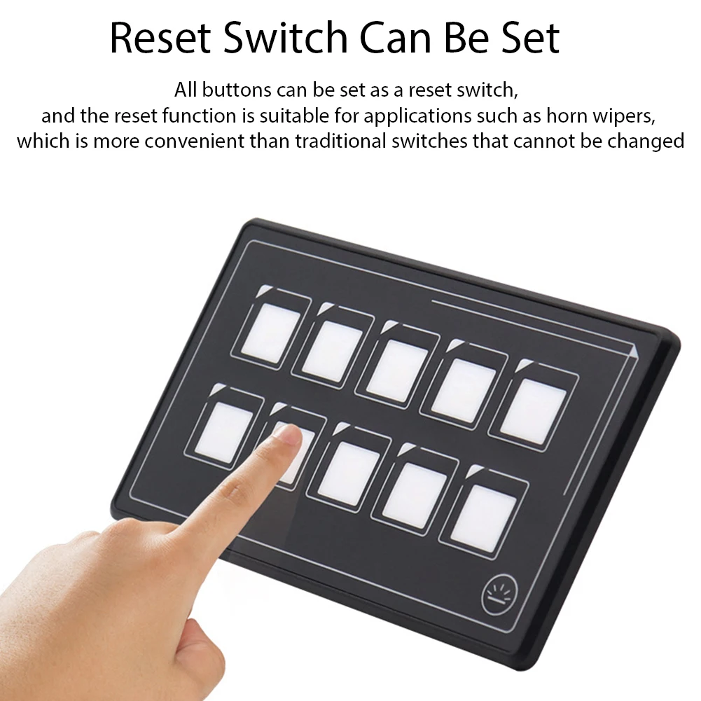 Waterproof 10 Gang RV Switch Panel Bluetooth APP Control Kit LED Light ...