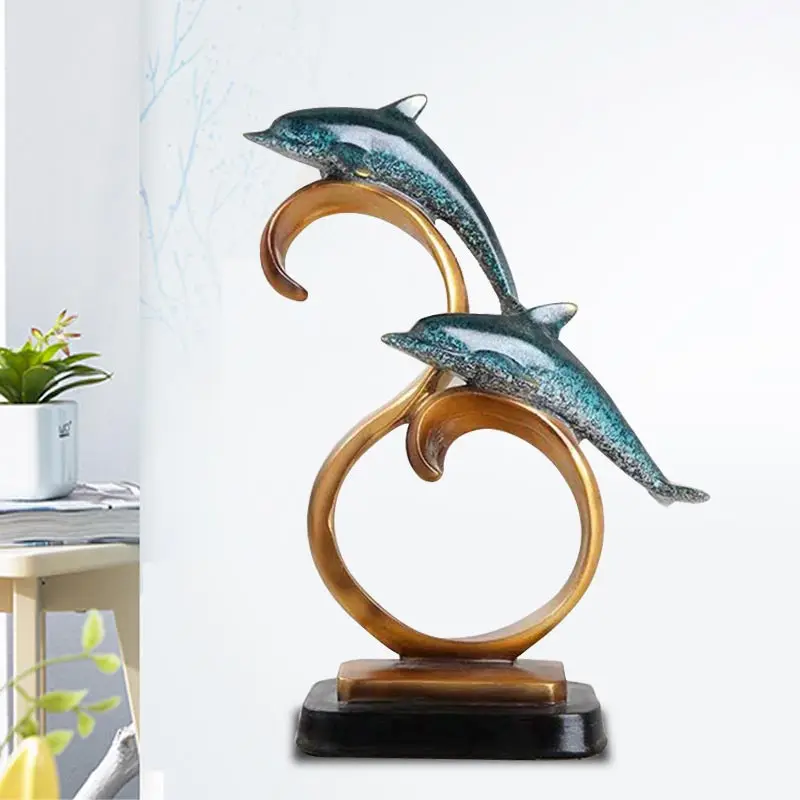 Jumping Dolphin Sculpture Figurines Creative Resin Crafts Ornaments ...