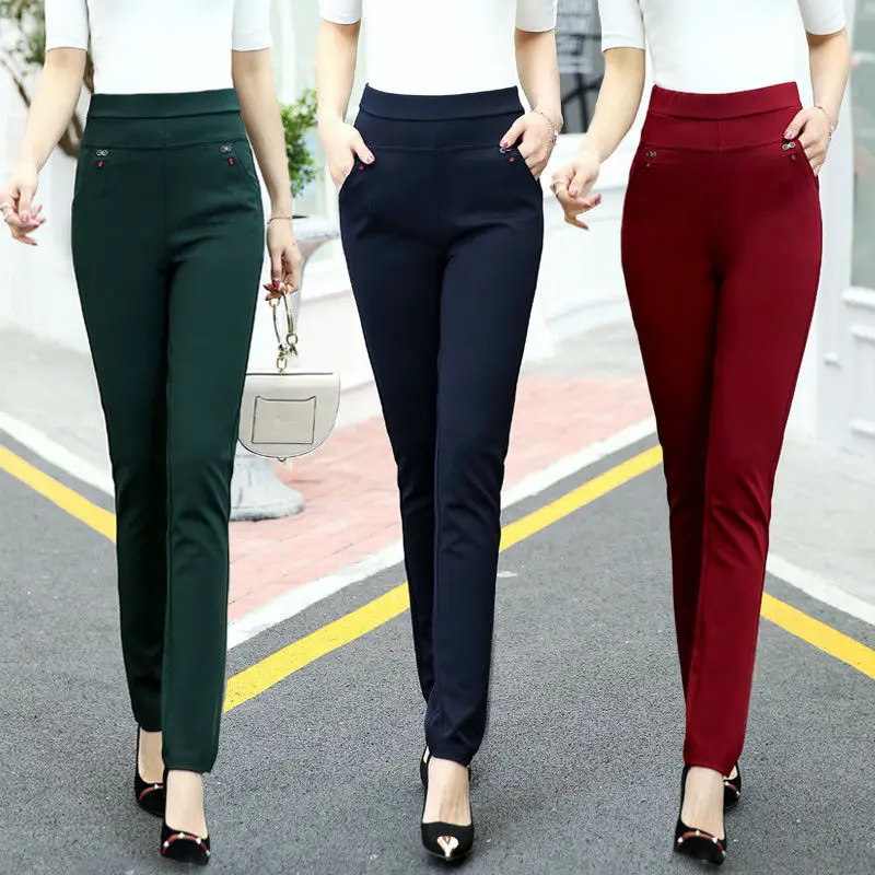 Women Pants 2020 Spring Fall Plus Size Straight Pants Slim Casual ...