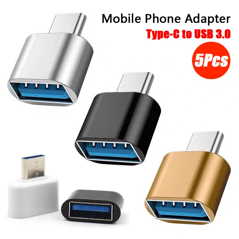5Pcs/Pack USB C OTG Adapter Fast Male Type C to Female USB 3.0 Mobile ...