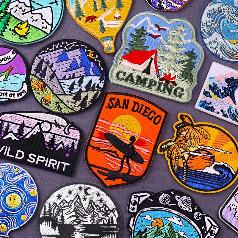 Wilderness-Patches-On-Clothes-Mountain-Embroidery-Patch-Nature-Adventure-Iron-On-Patches-For ...