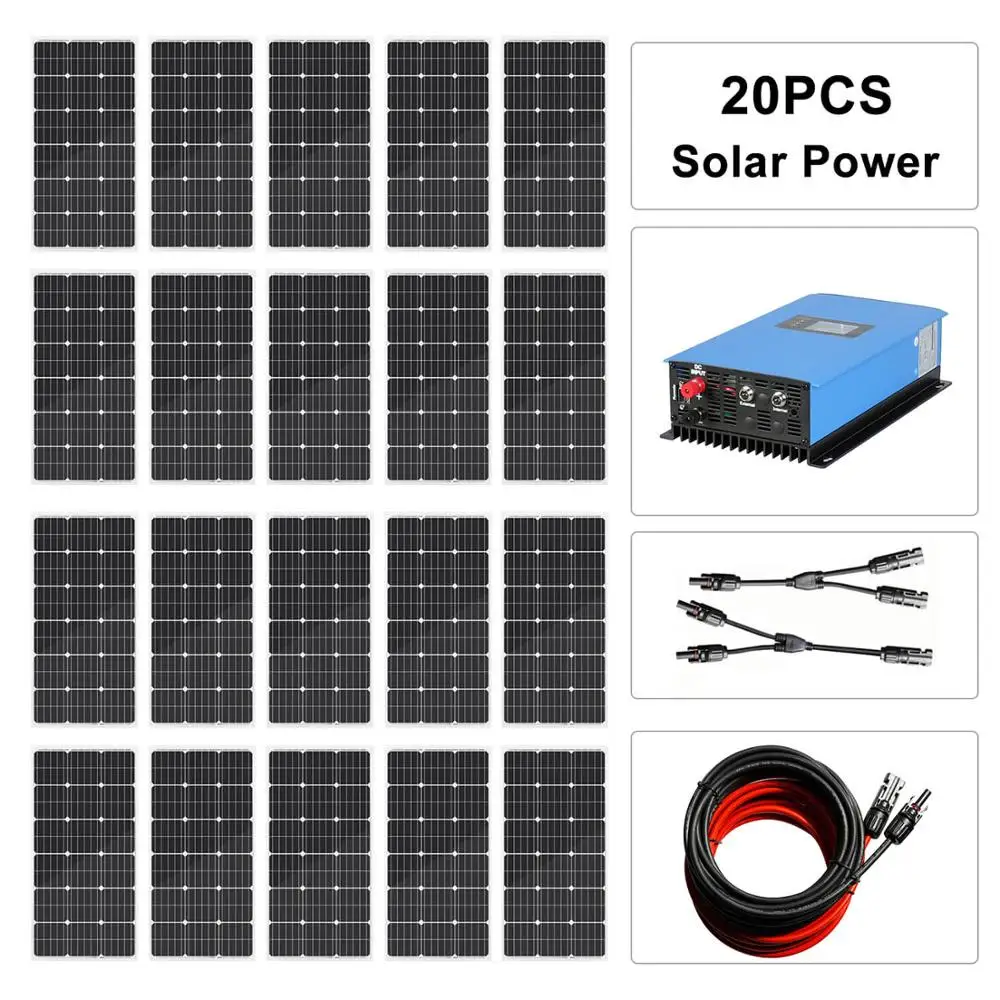 ECOWORTHY 2000W Solar Panel System Kit: 20*100W Solar Panel 2000W Grid ...