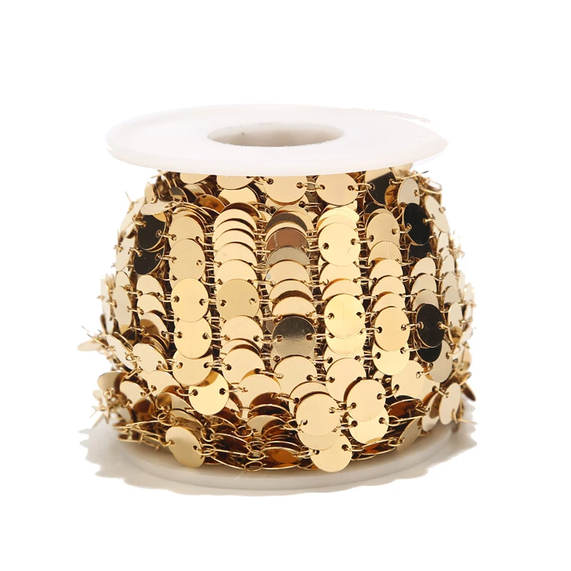 1 Meter 8mm/6mm Stainless Steel Round Disc Chains Gold Coin Chains for ...