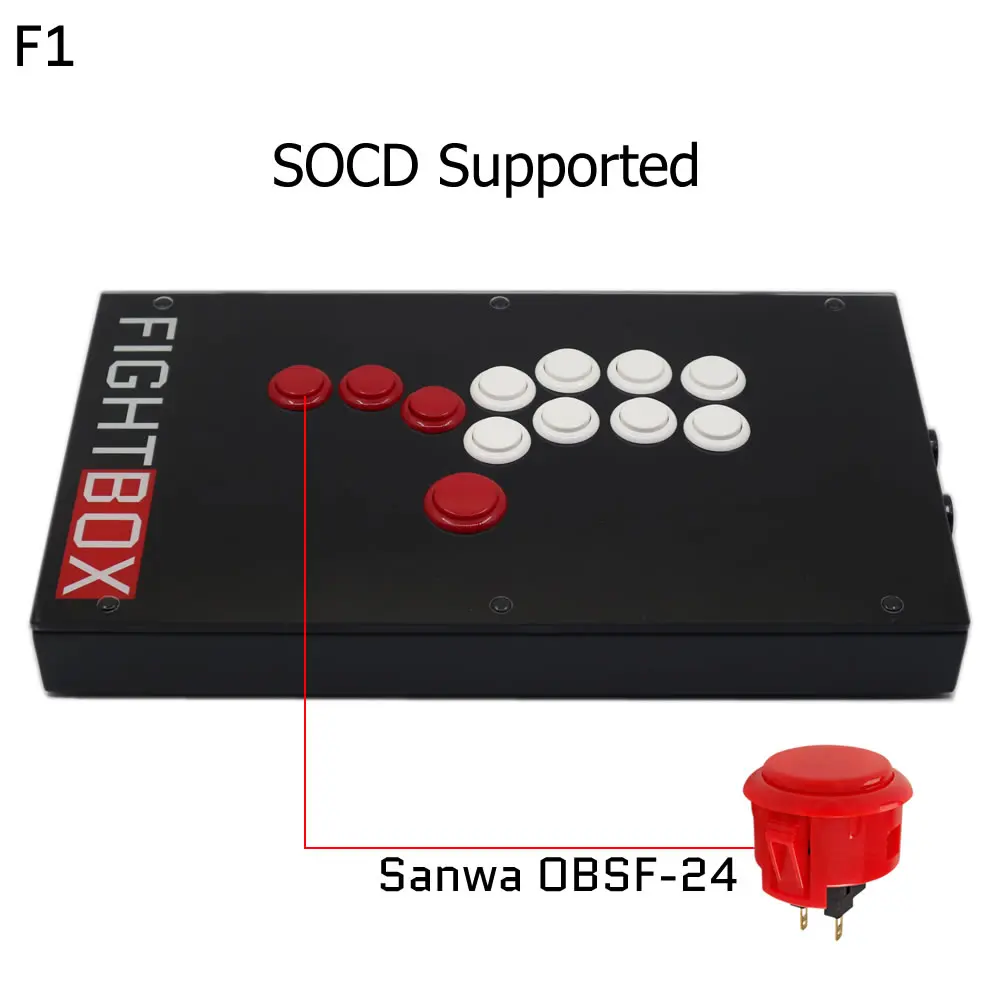 FightBox F1 올 버튼 히트박스 스타일 아케이드 조이스틱 파이트 스틱 게임 컨트롤러, PS4, PS3, PC Sanwa ...