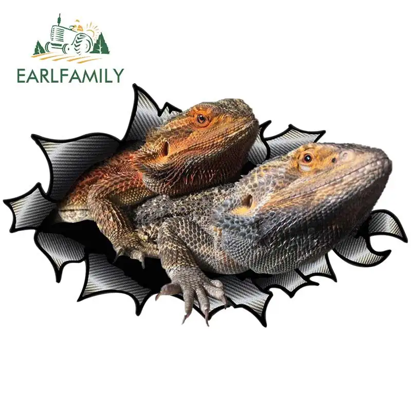 EARLFAMILY-13cm-x-7-9cm-Creative-Bearded-Dragon-Car-Sticker-Torn-Metal ...
