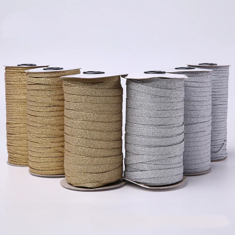 5yards 3mm 6mm 9mm Gold Silver High Elastic Sewing Elastic Band Fiat ...