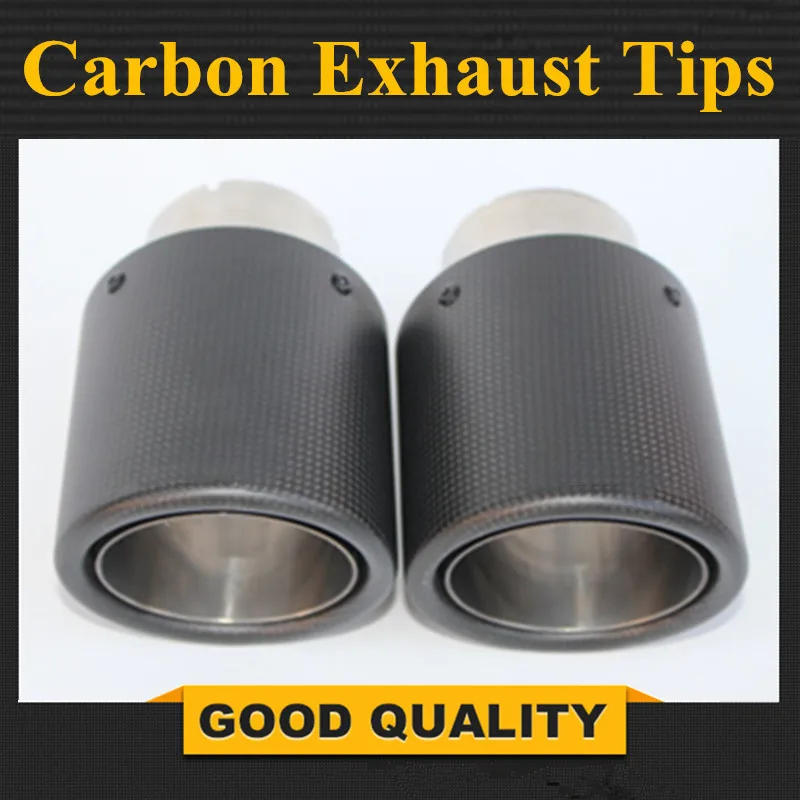 2X Customizable Carbon Fiber Exhaust Tip/Muffler End Pipes Car Cover ...