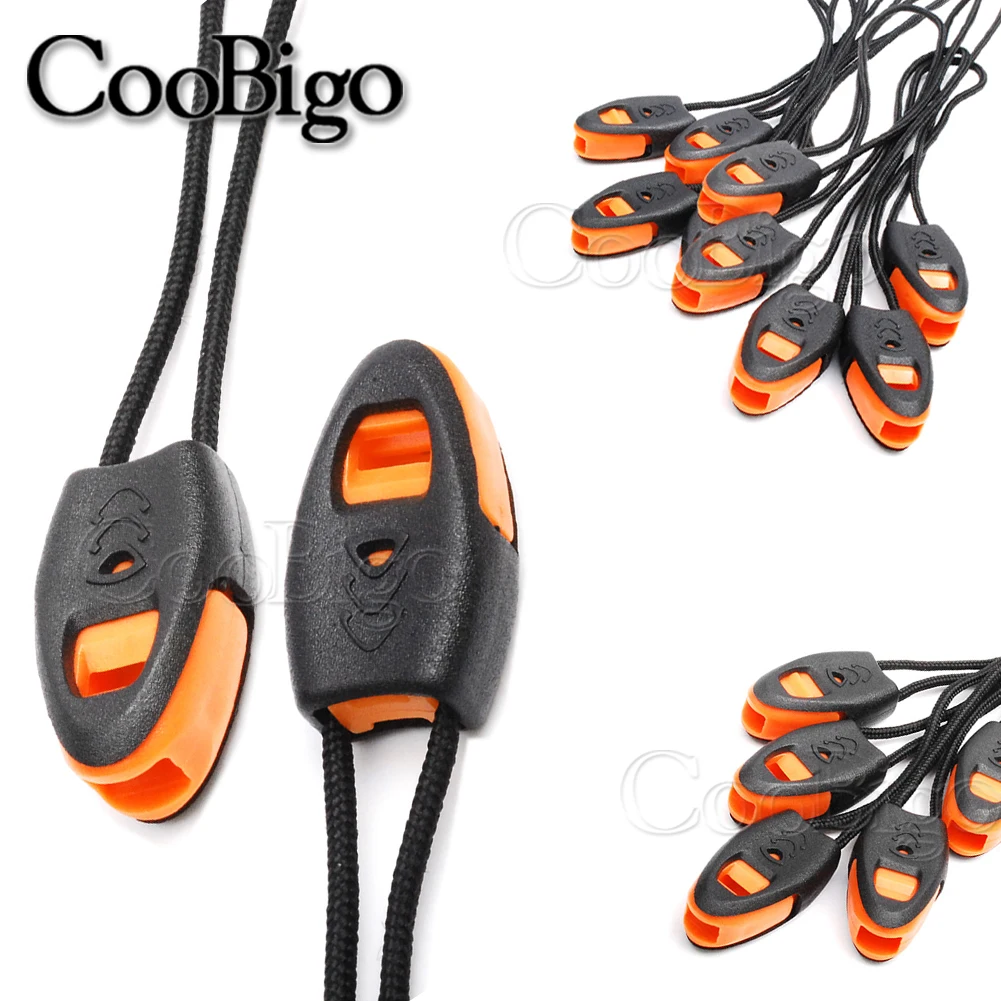 10pcs Emergency Survival Whistle Zipper Pull Cord Lock Ends Clips ...