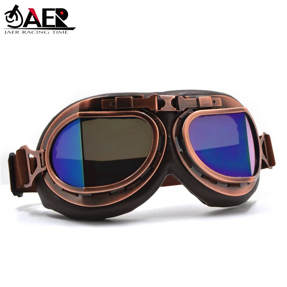 JAER 유니버설 레트로 파일럿 오토바이 고글 안경, 헬멧 오픈 페이스 하프 바이커 모토크로스 고글 오토바이|오토바이 안경 ...