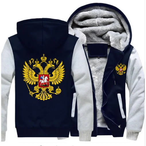Russian-National-Emblem-Logo-Coat-Zipper-Hoodie-Winter-Fleece-Unisex ...