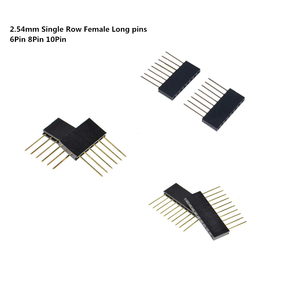 10pcs/lot 2.54mm Single Row Female Long Pins 11mm Breakaway PCB Board ...