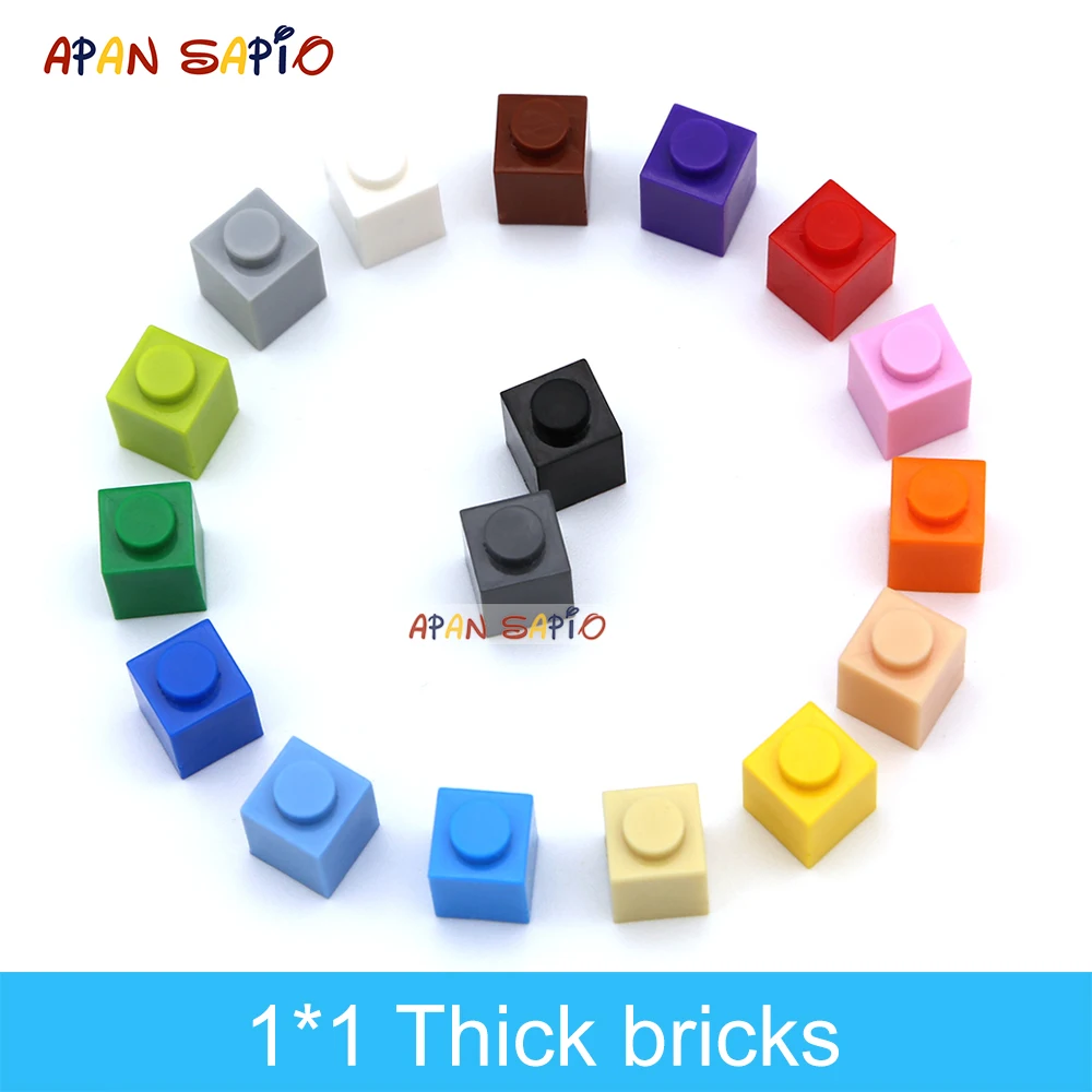 200pcs Diy Building Blocks Thick Figures Bricks 1x1 Dots Educational ...