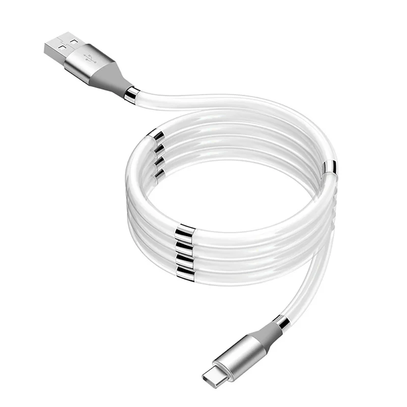 Magnetic-Charging-Cable-Self-Winding-Type-C-Micro-USB-Charge-Cable-Cord ...