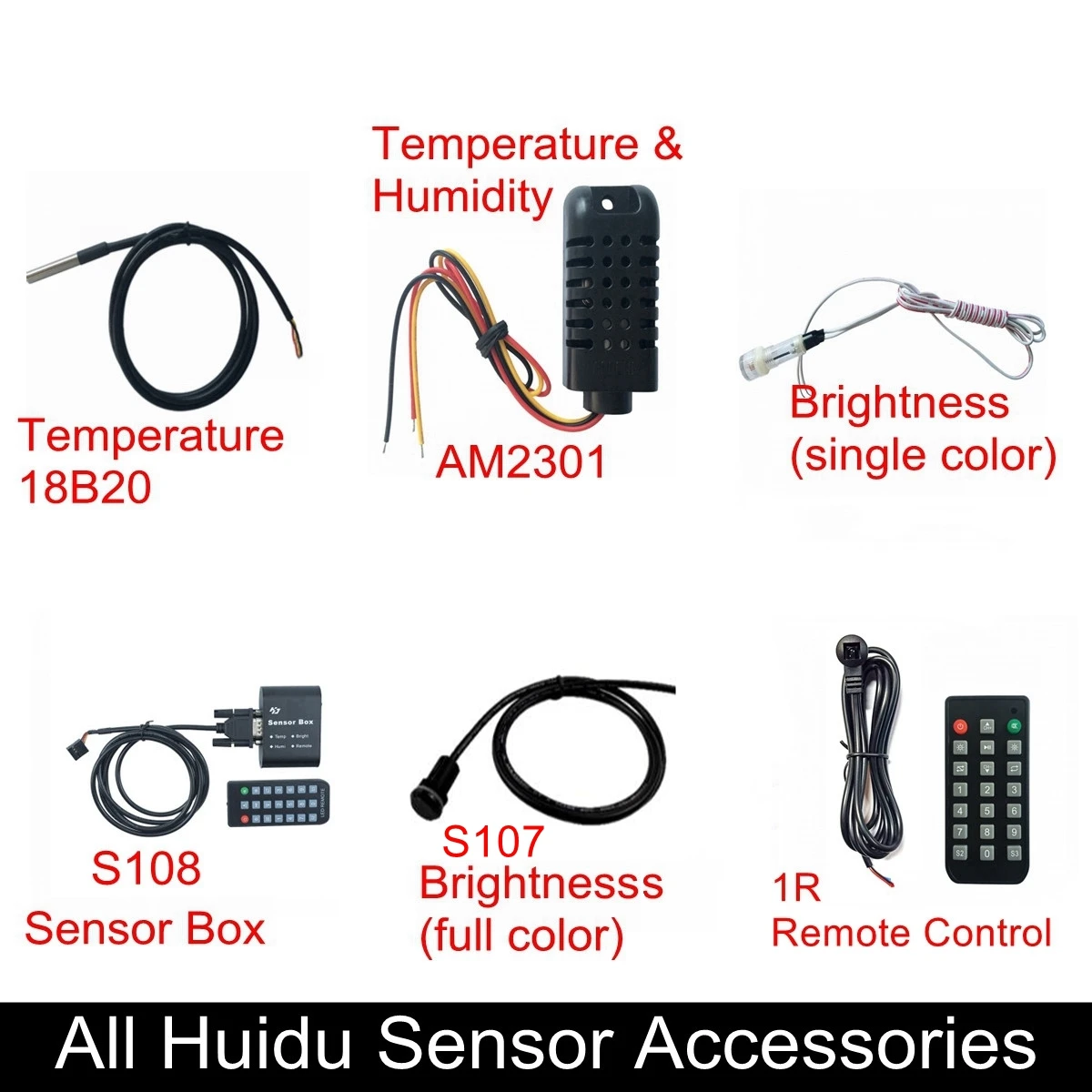 Huidu Sensors Temperature 18b20 And Humidity Am2301 Single Rgb Brightness S107 S108 Box 1r ...