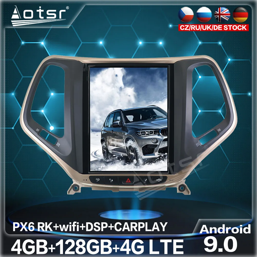 128GB-Tesla-Screen-Car-GPS-NavigationFor-JEEP-Cherokee-2014-2019 ...