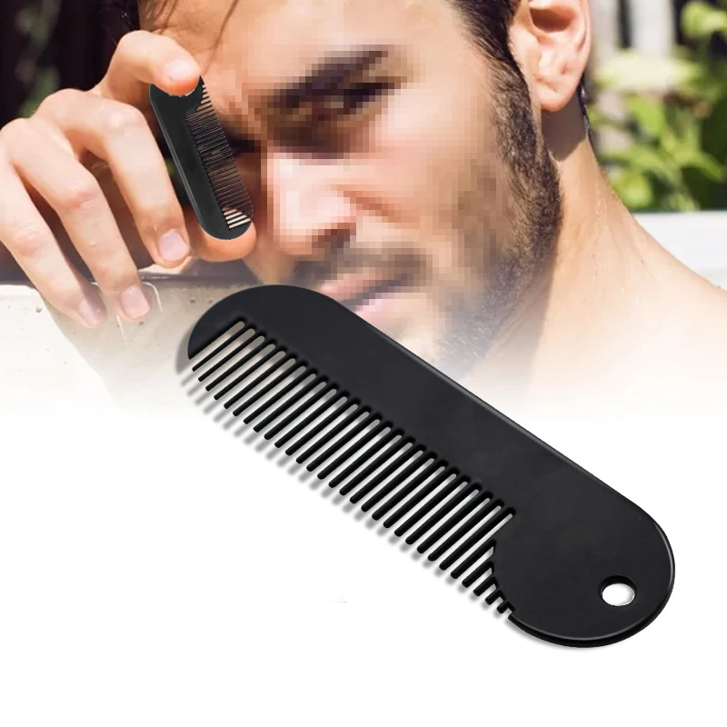 Mini Pocket Beard Comb Metal Men's Shaving Brush Portable Facial Hair ...