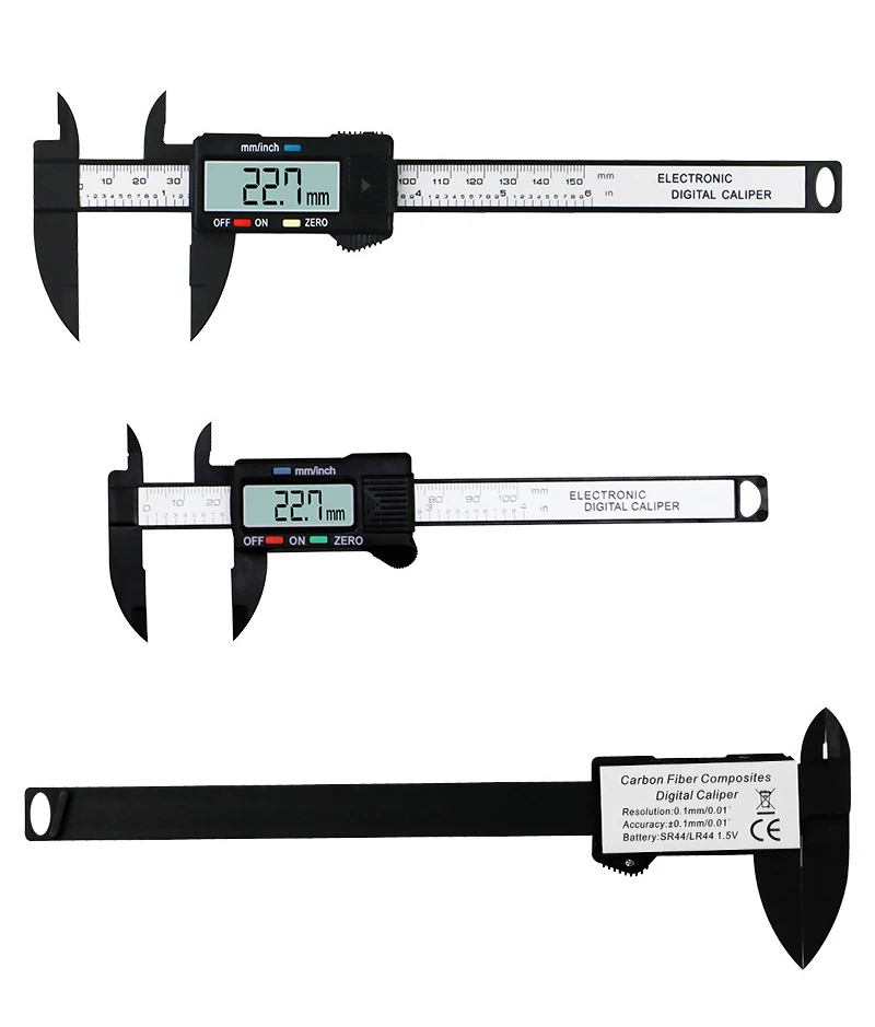 Inside Outside Depth Caliper Gauge 3-Pack Plastic Vernier Caliper Set ...