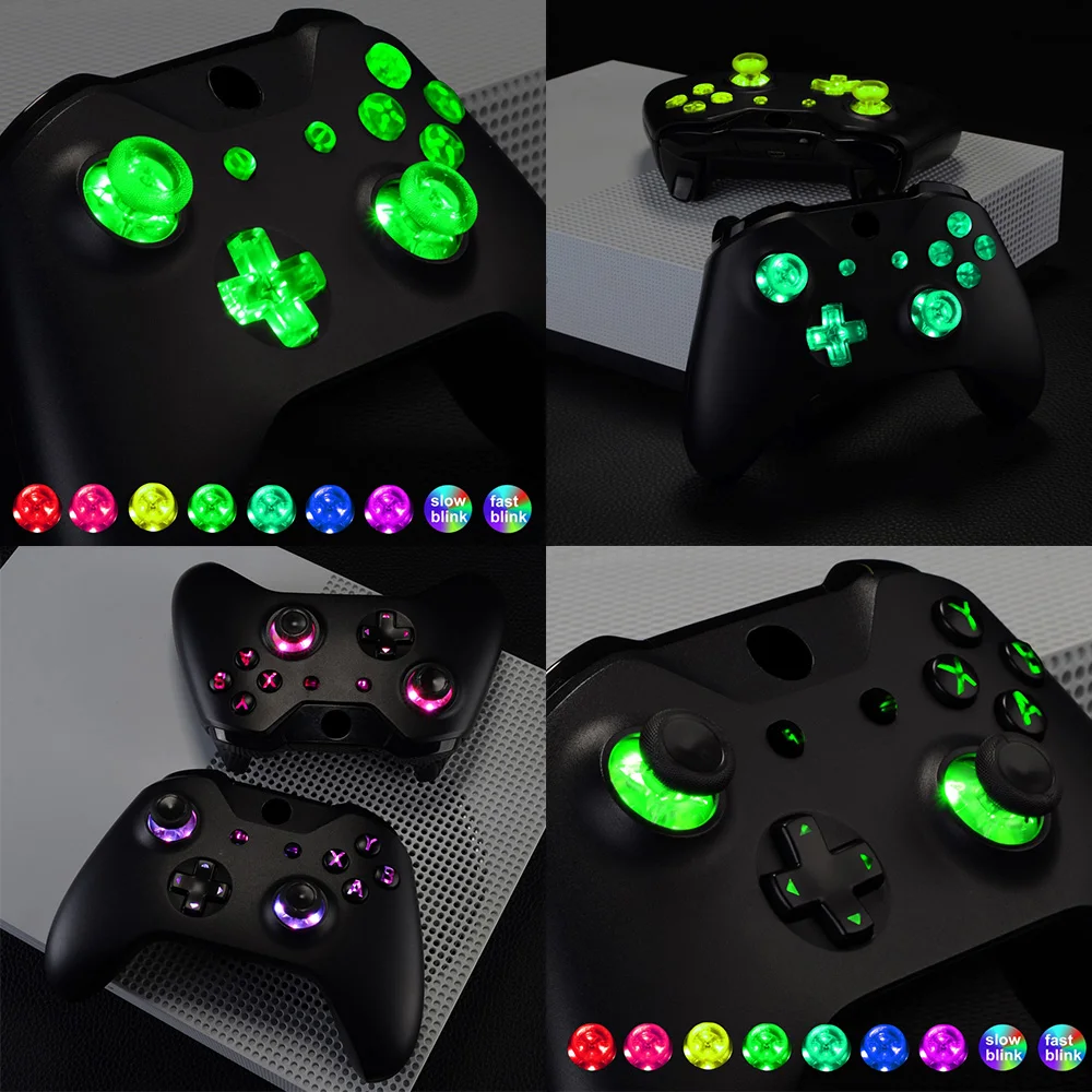 eXtremeRate Multi Colors Luminated D pad Thumbstick ABXY Button (DTF ...