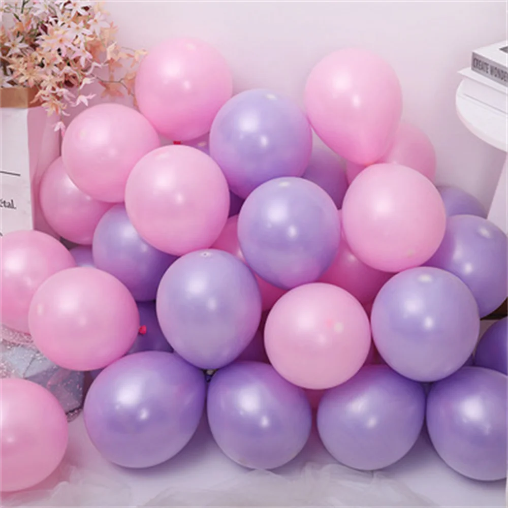 10pcs 10inch 더블 레이어 진주 핑크 퍼플 라텍스 풍선 결혼 기념일 발렌타인 데이 생일 파티 장식 헬륨 글로벌풍선