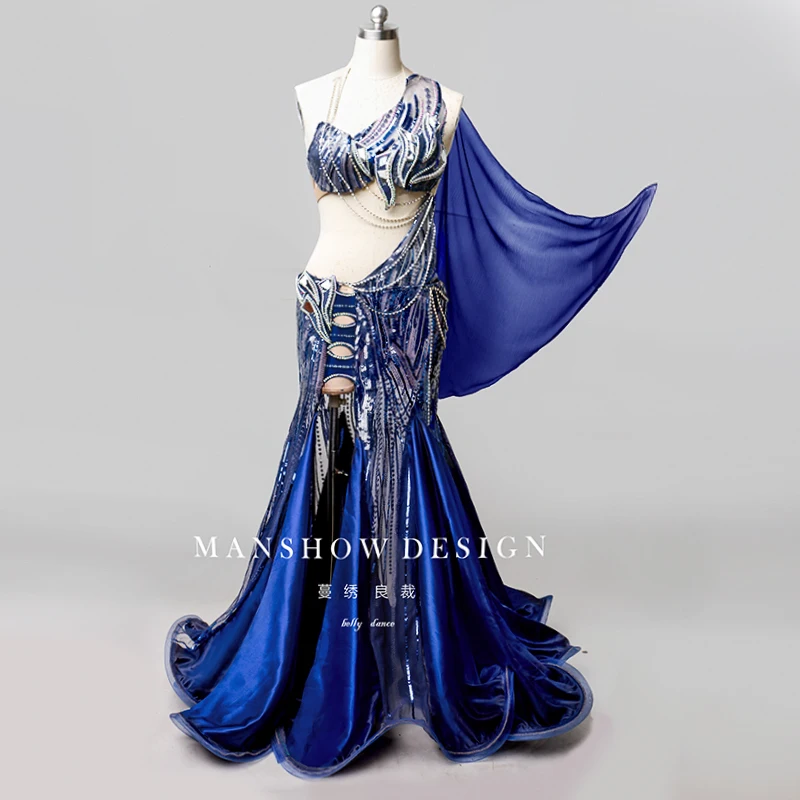 2019 new Belly dance costume female sexy suit sequin embroidery high ...