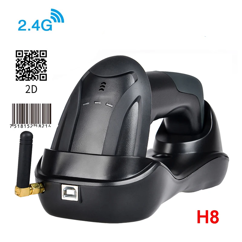 H6 Wirelress Barcode Scanner And RD-H8 1D/2D QR Bar Code Reader PDF417 ...