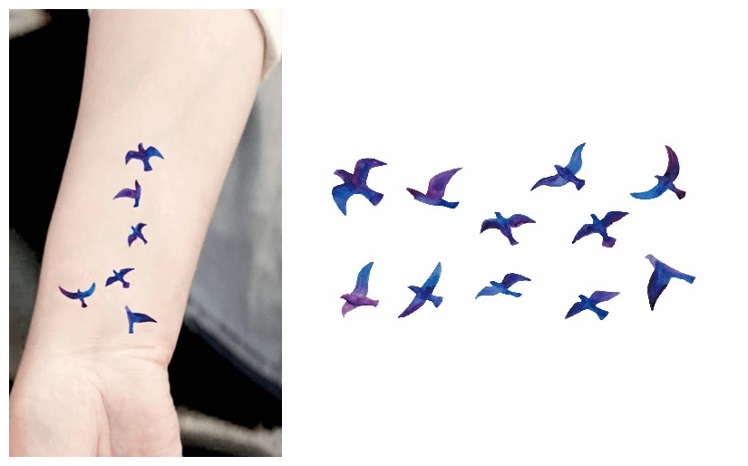 Blue Bird Flying Tattoo