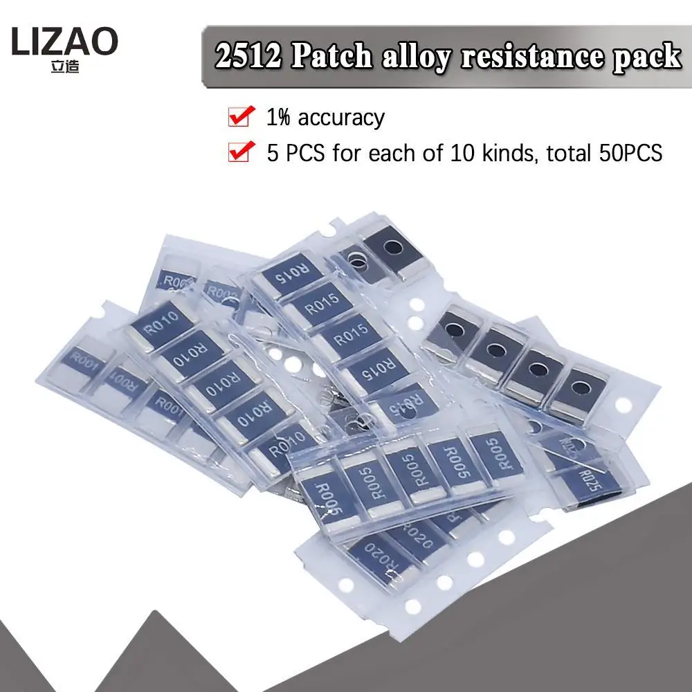 Kit de muestras de resistencia SMD 2512, resistencia de aleación de 50 ...