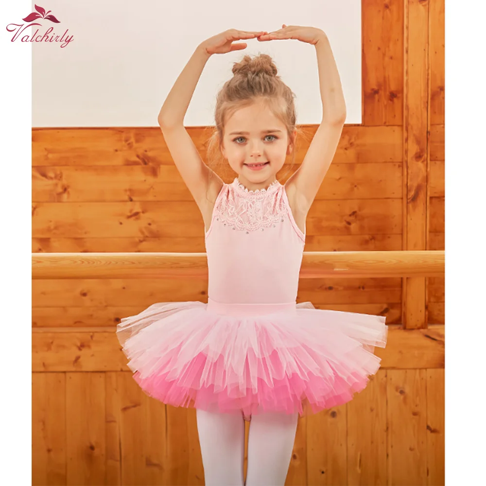 Pink Ballerina Tutu Dress Girls Ballet Leotard Dancewear Party Dress ...