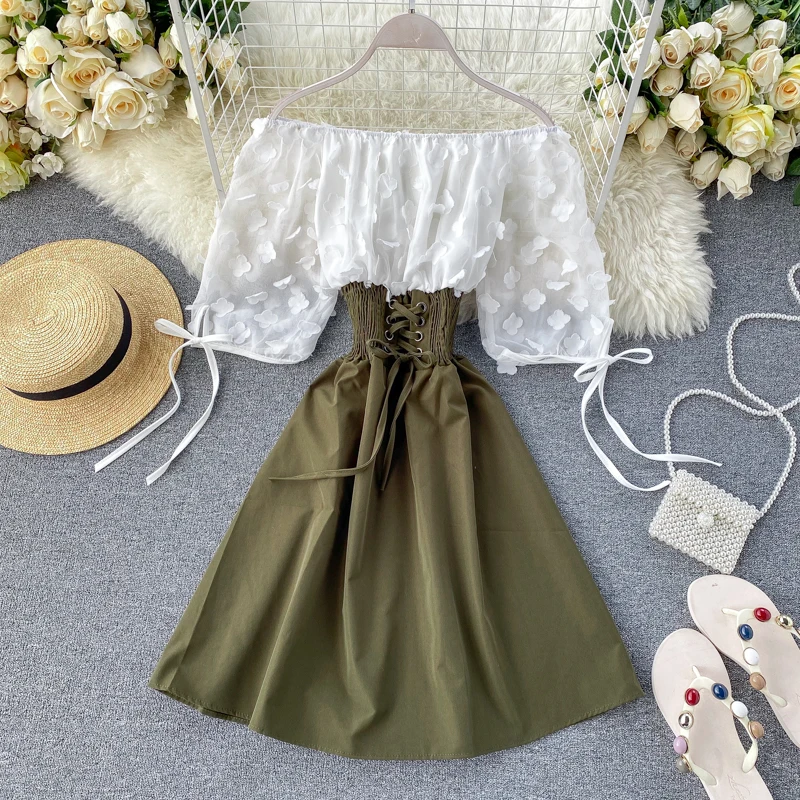 2023 Sexy Off Shoulder Patchwork Summer Short Dress Party Flower ...