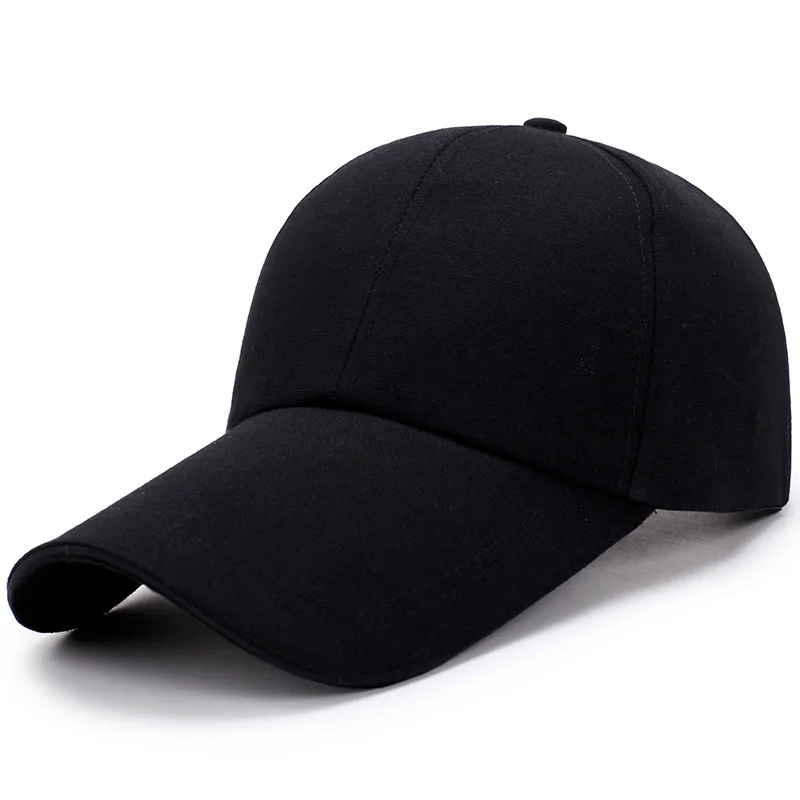 Unisex-Plain-Black-Super-Extra-Long-Bill-Snapback-Cap-Adjustable ...