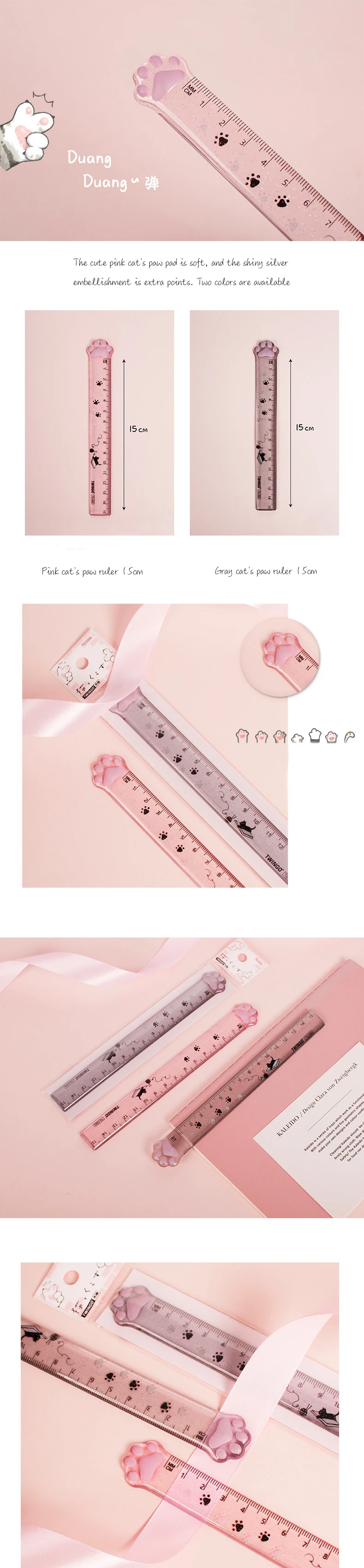 Regle - equerre,Règle de dessin Animé chat mignon,droite,outil de dessin,Papeterie,fourniture ...