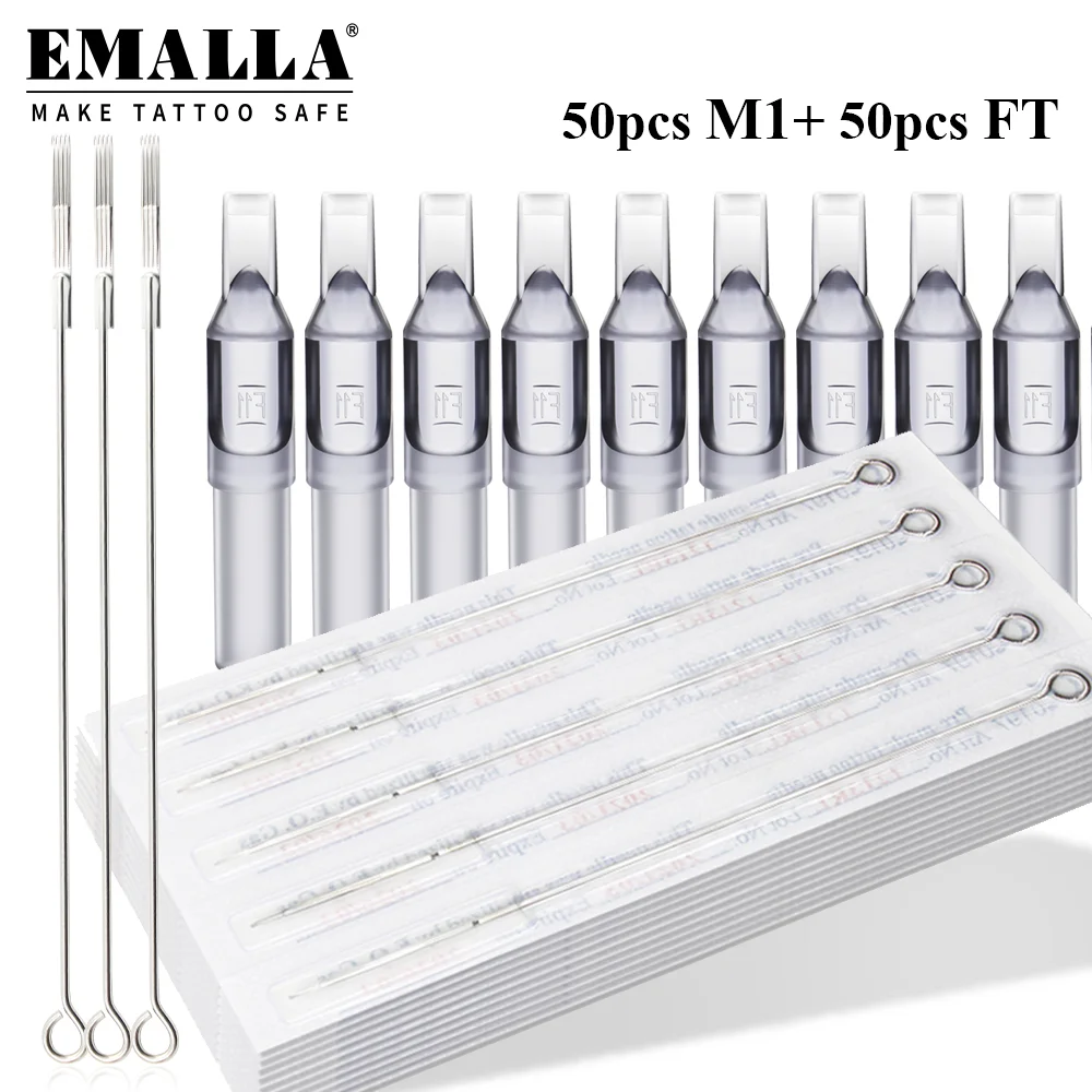 Yangna 50pcs Tattoo Needles 50pcs Tattoo Tips Disposable 5M1 7M1 9M1 ...