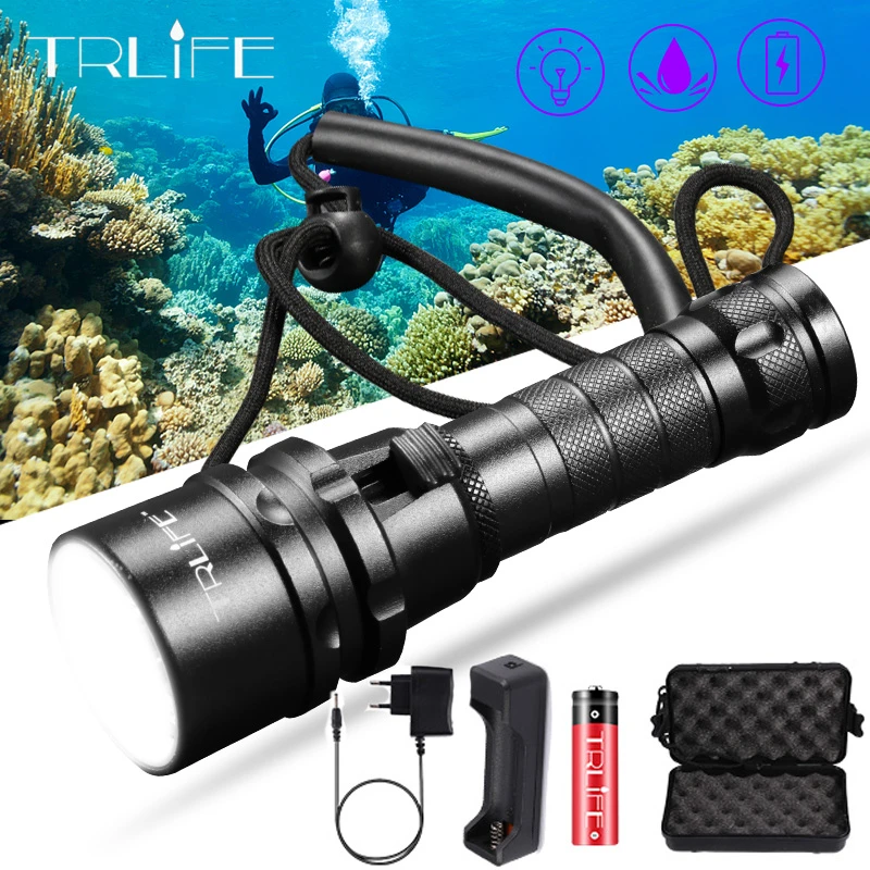 Professional Scuba Diving Flash Light Submarine Lights L2 200M ...