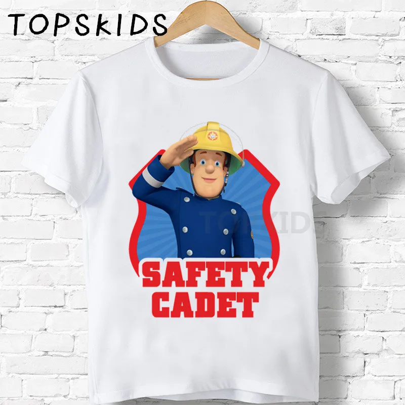2019 Children Fireman Sam Firefighter Cartoon Print T shirts Boys&Girls ...