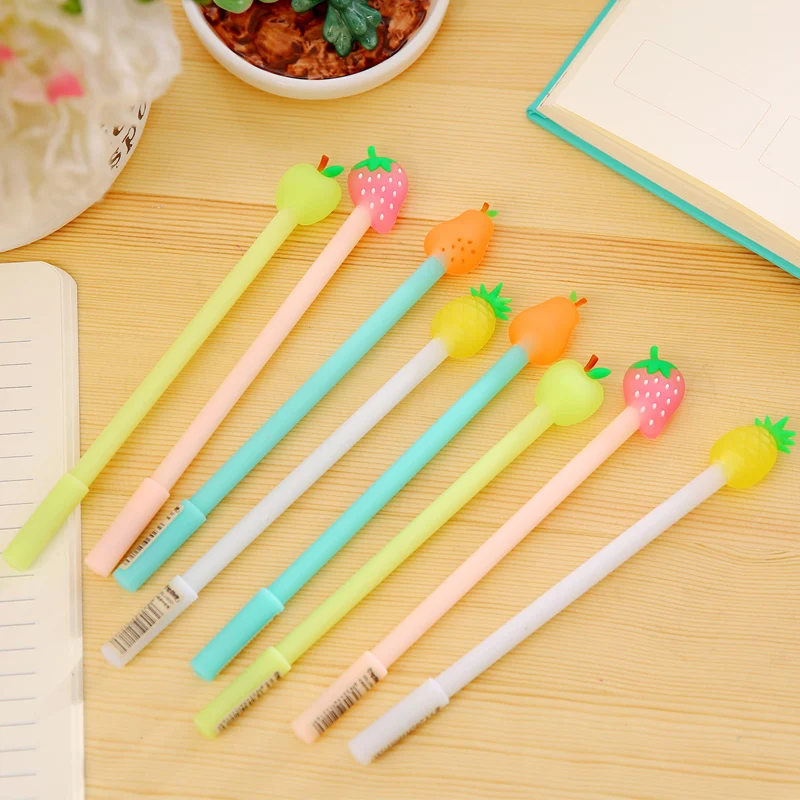 4 pcs kawaii Fruit gel pen 0.5mm Black ink pens writing gift Stationery ...