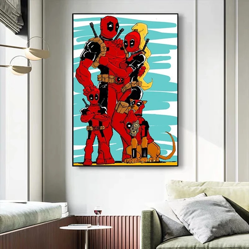 Print Movie Funny Deadpool Family Posters Superhero Canvas Painting ...