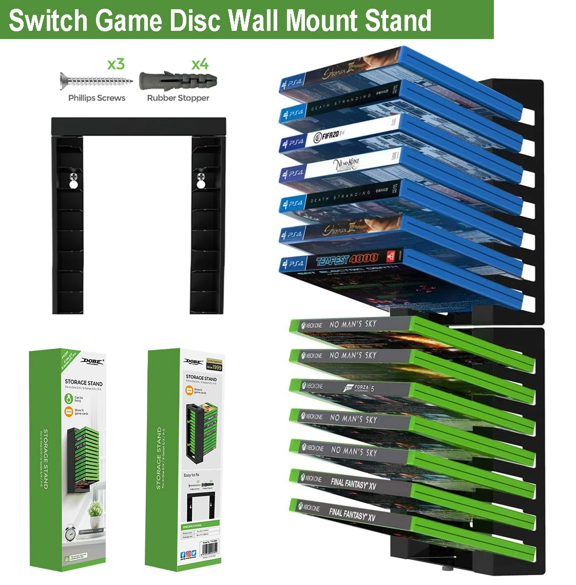 Switch-Game-Disc-Wall-Mount-Stand-14-Cd-Boxes-Slots-Holder-for-Xbox-One ...
