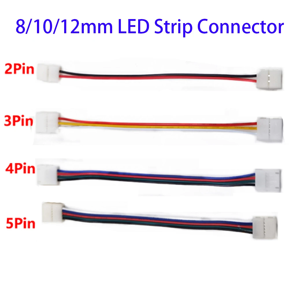 5-100pcs 2/3/4/5 Pin Led Strip Connector For 8mm 10mm 12mm 3528 5050 ...