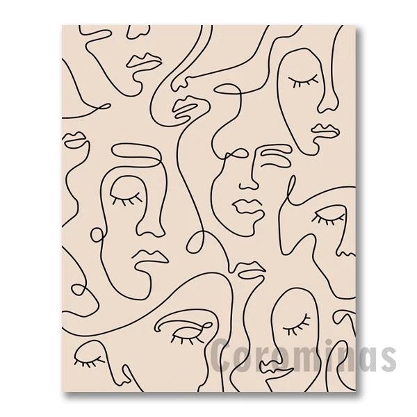 Wall Décor Neutral line portrait drawing Home Décor etna.com.pe