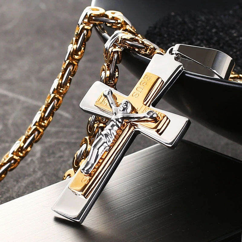 Gold Crucifix Pendants Jesus | Jesus Christ Cross Chain | Christ Silver ...