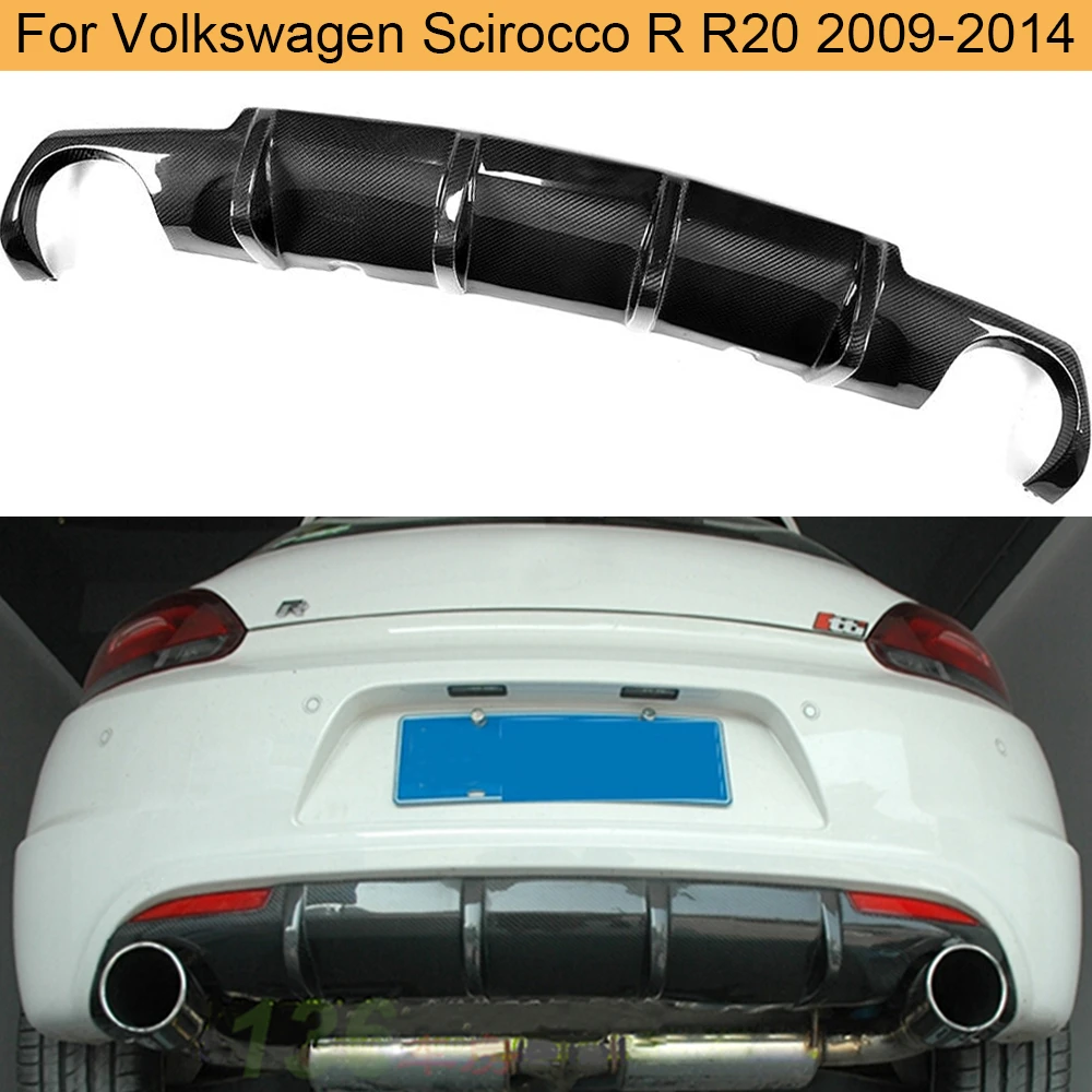 Carbon Fiber Car Rear Diffuser Lip Spoiler For Volkswagen VW Scirocco R ...