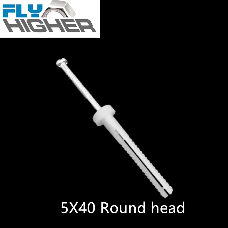 5x40 Nylon Nail in Mushroom/Round Head Anchors 100pcs/pack - buy at the ...