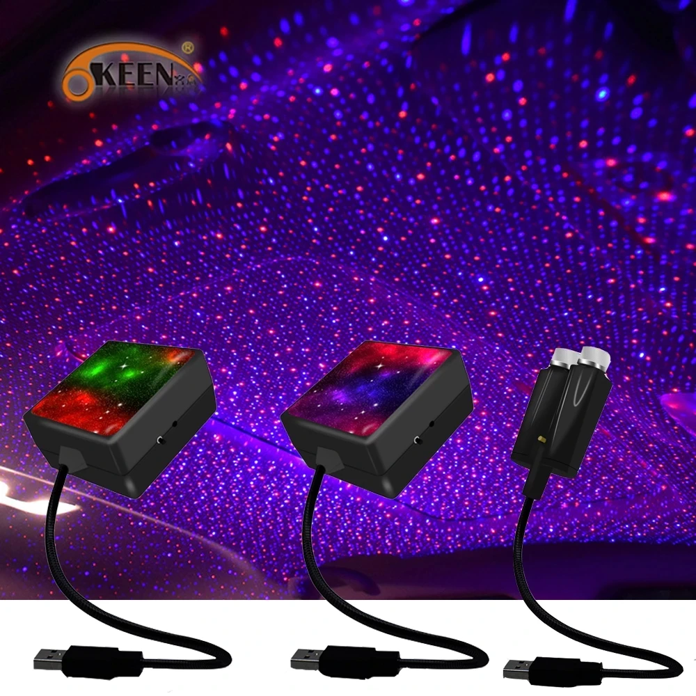 Car Interior Atmosphere Starry Laser Lamp USB Led Roof Car Star Night ...