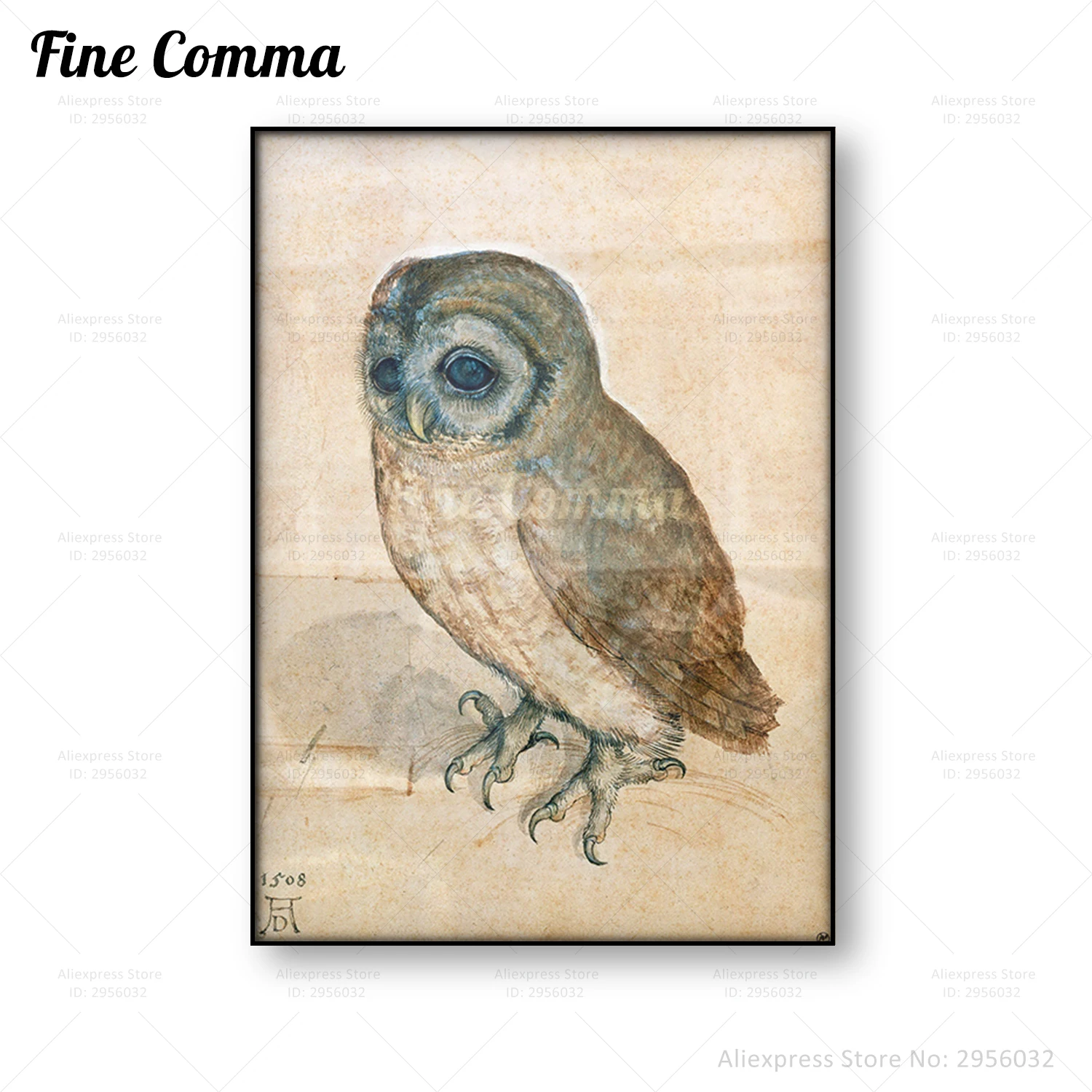 Vintage Poster The Litle Owl Albrecht Durer Bird Animal Canvas Print ...