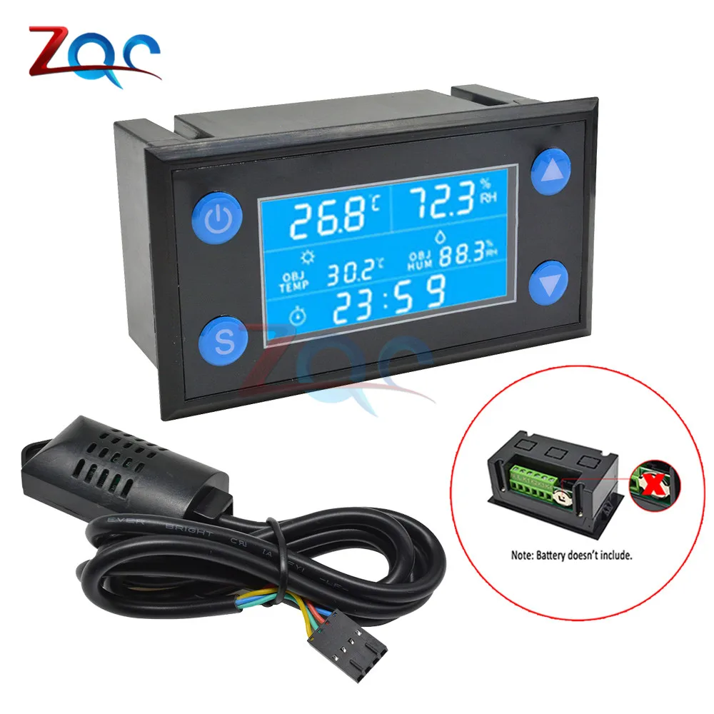 W1212 AC 220V LCD Digital Temperature Humidity Controller Timer SHT20 ...
